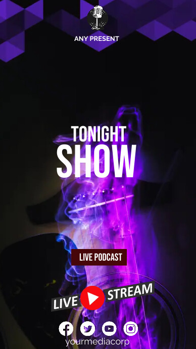 Black Modern & Minimal Live Podcast Instagram Template | PosterMyWall