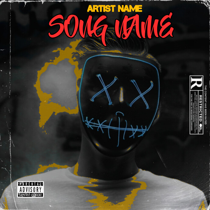 Black Modern & Minimal Mask On Album Cover Template | PosterMyWall