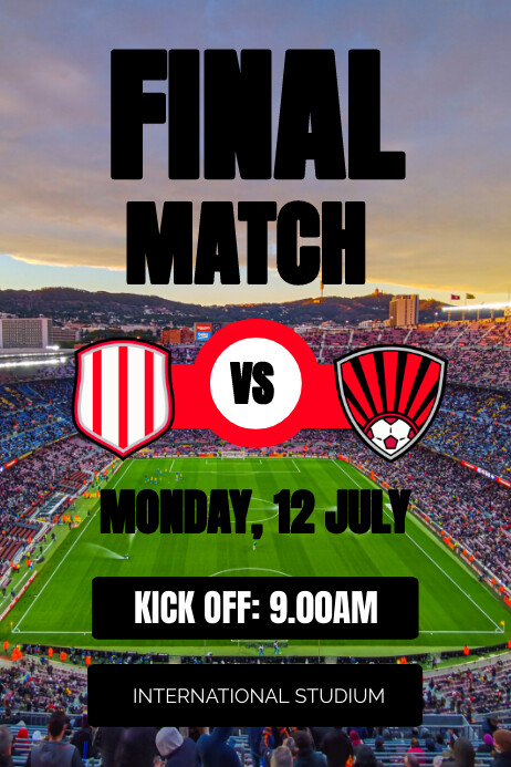 Plantilla de Black Modern & Minimal Match Day Poster | PosterMyWall