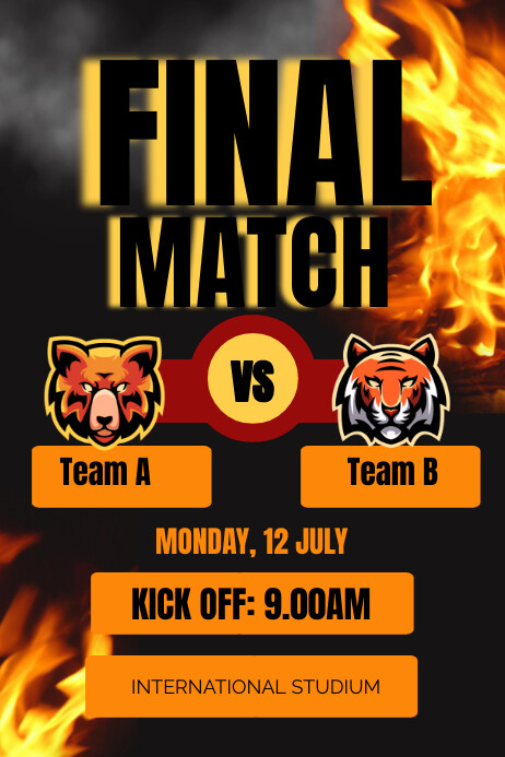 Modèle Black Modern & Minimal Match Day Poster | PosterMyWall