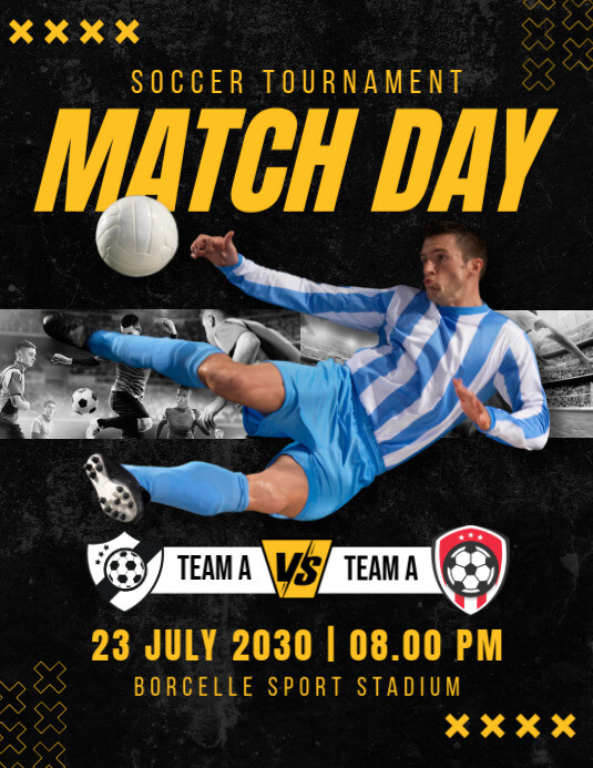 Copy of Black Modern & Minimal Match Day Soccer Pamflet (letter As ...