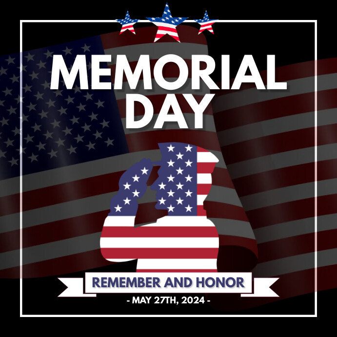 Black Modern & Minimal Memorial Day Pos Insta Template | PosterMyWall