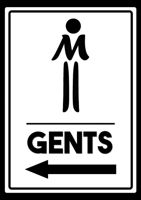 Black Modern & Minimal Men's Restroom Door Sign A4 Template | PosterMyWall