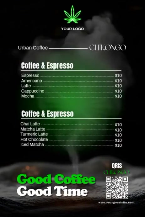 Black Modern & Minimal Menu Poster Template | PosterMyWall