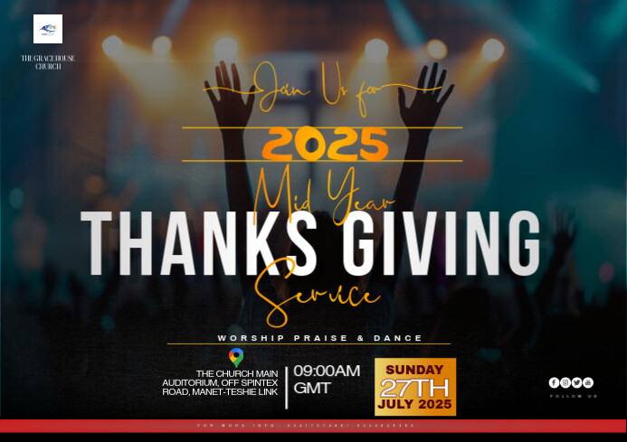 Black Modern & Minimal Mid Year Thanks Giving Service Flyer A4 Template ...