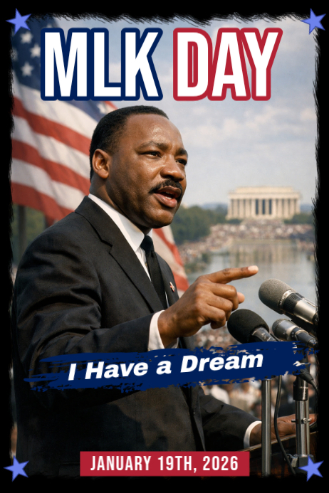 Black Modern & Minimal Mlk Day Poster Template | PosterMyWall