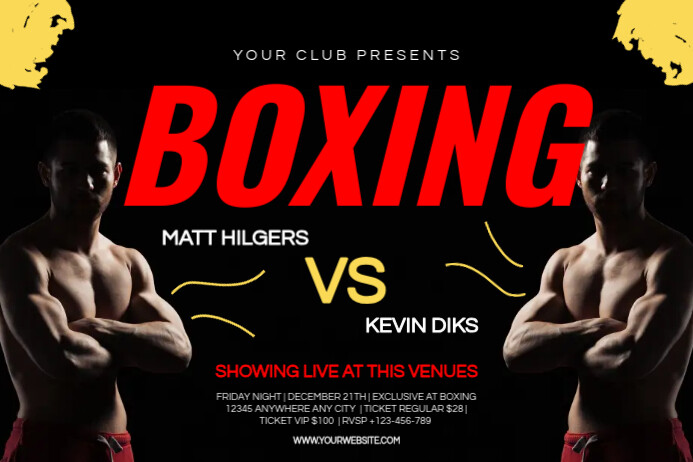 Black Modern & Minimal Mma Boxing Poster Template | PosterMyWall