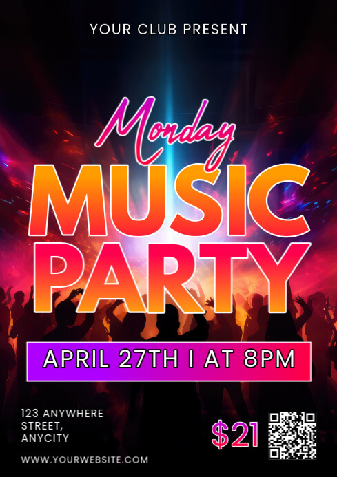 Black Modern & Minimal Monday Music Party A1 Template | PosterMyWall