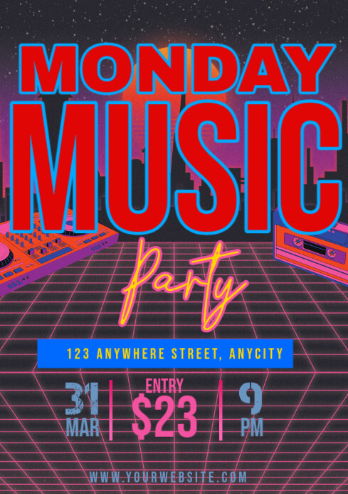 Black Modern & Minimal Monday Music Party A2 Template | PosterMyWall
