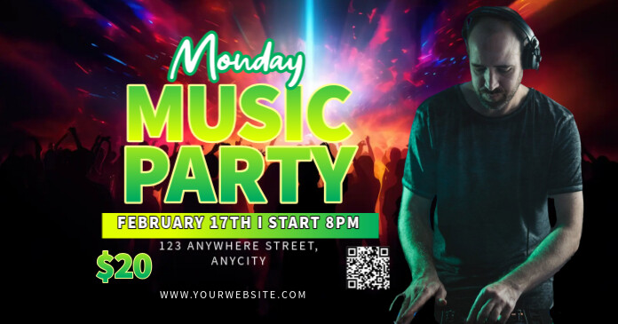Black Modern & Minimal Monday Music Party Gambar Bersama Facebook ...