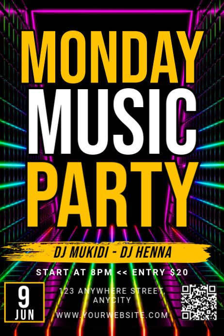 Copy of Black Modern & Minimal Monday Music Party Poster | PosterMyWall