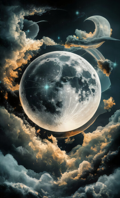 Black Modern & Minimal Moon Digital Art Painting Us Legal Template ...