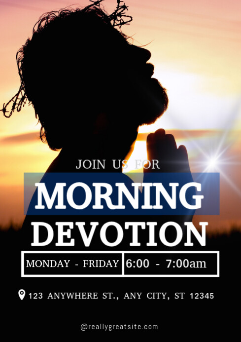 Black Modern & Minimal Morning Devotion A4 Template | PosterMyWall