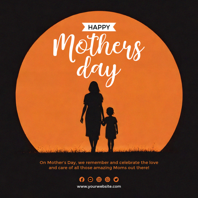 Black modern & minimal mother's day celebration square Template ...