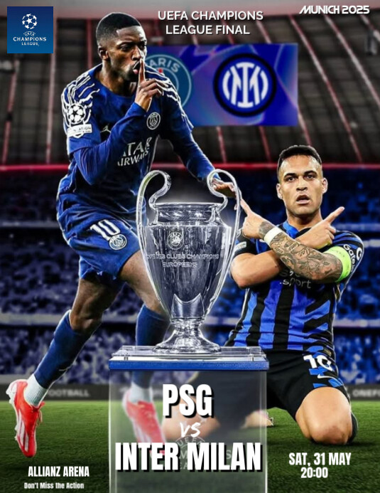 Copy of Black Modern & Minimal Munich 2025 Final Psg Vs Inter Milan Ucl ...