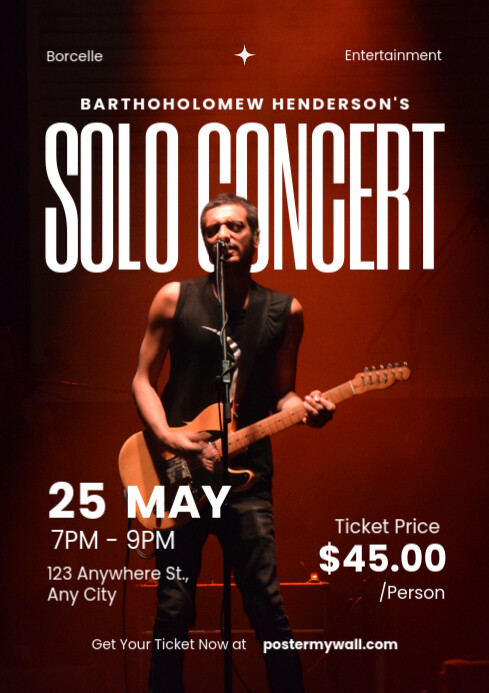 Black Modern & Minimal Music Concert A4 Template | PosterMyWall