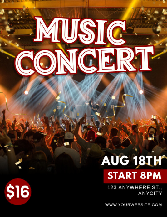 Copy of Black Modern & Minimal Music Concert Pamflet (letter As ...