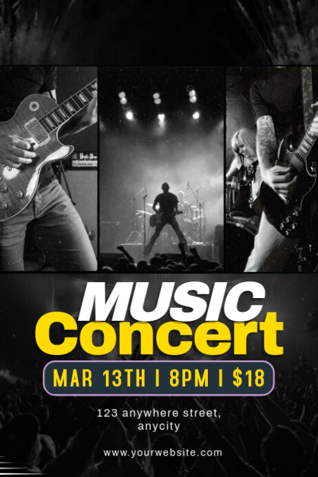Black Modern & Minimal Music Concert Poster Template | PosterMyWall