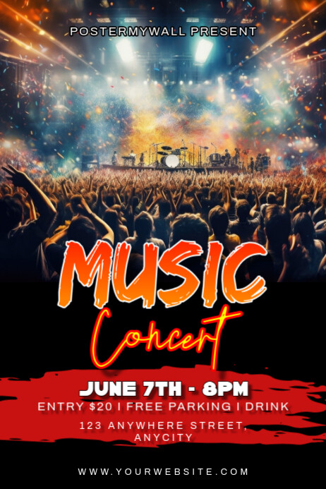 Black Modern & Minimal Music Concert Poster Template | PosterMyWall
