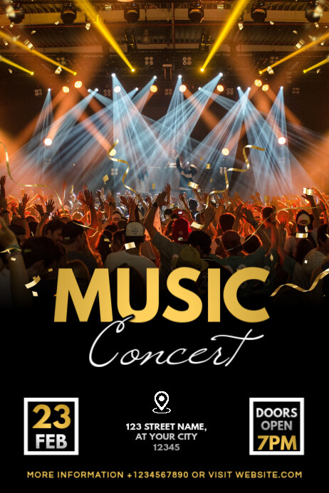 Black Modern & Minimal Music Concert Poster Template | PosterMyWall