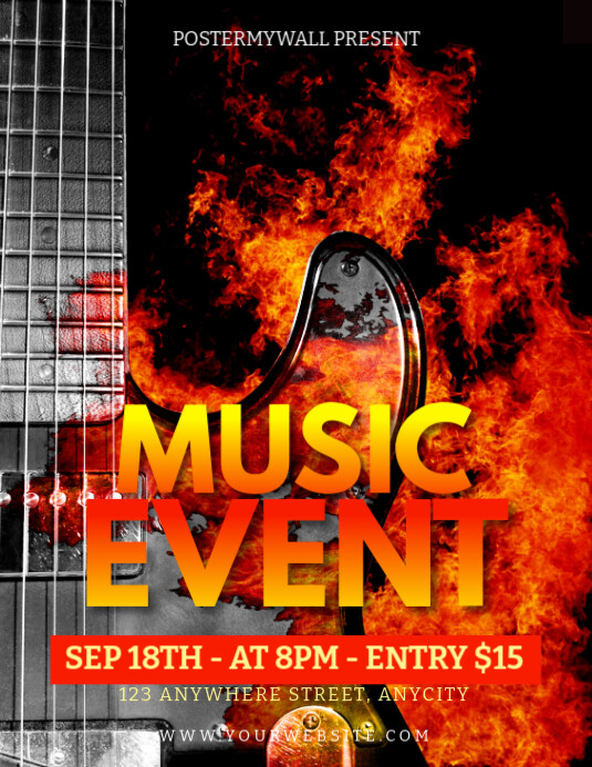 Black Modern & Minimal Music Event Pamflet (l Template | PosterMyWall