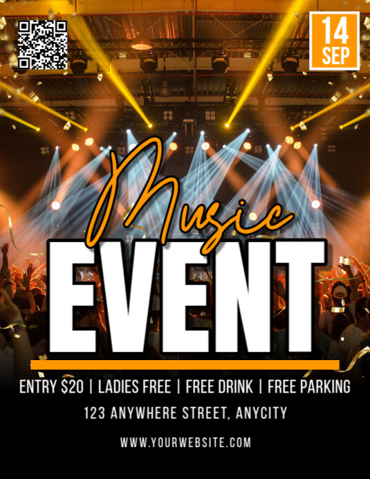 Black Modern & Minimal Music Event Pamflet (letter As) Template ...