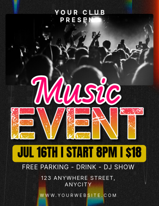 Copy of Black Modern & Minimal Music Event Pamflet (letter As ...