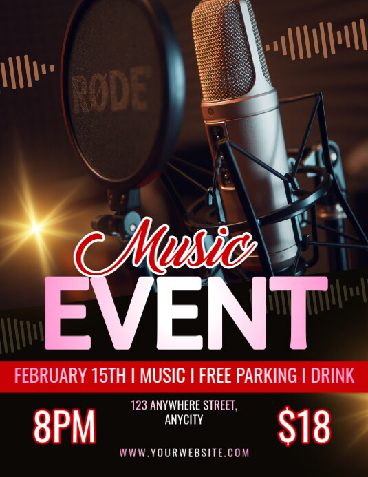 Black Modern & Minimal Music Event Pamflet (letter As) Template ...