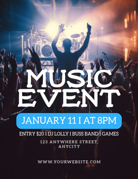 Plantilla de Black Modern & Minimal Music Event Pamflet (letter As ...