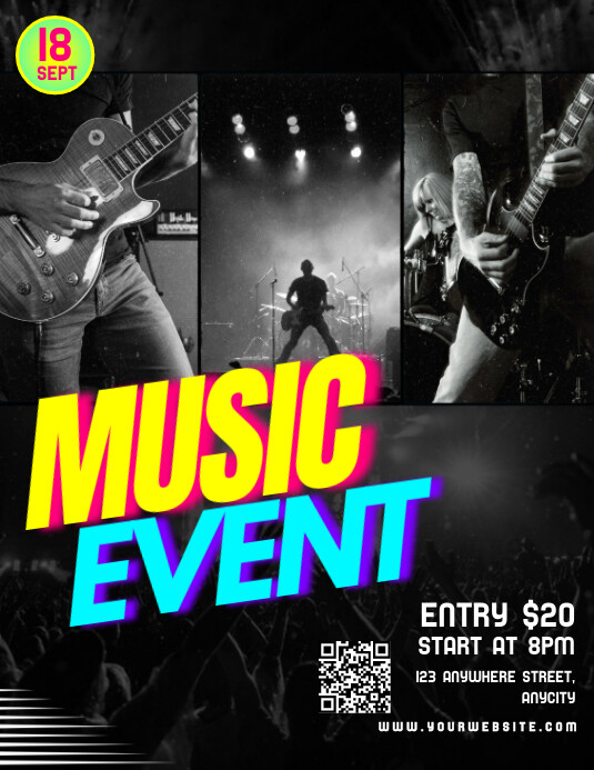 Copy of Black Modern & Minimal Music Event Pamflet (l | PosterMyWall