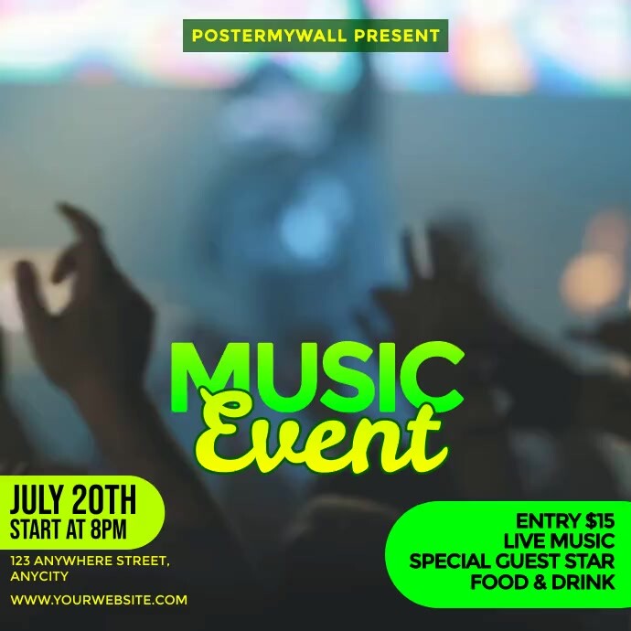 Black Modern & Minimal Music Event Pos Instag Template | PosterMyWall