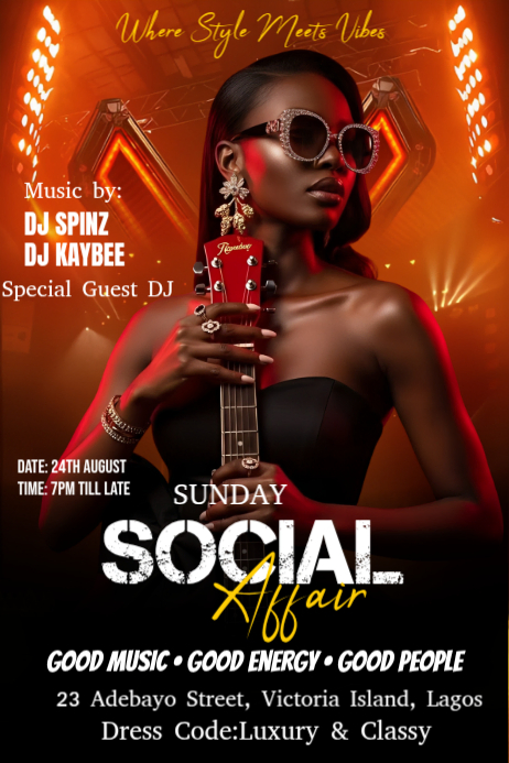 Black Modern & Minimal Music Event Poster Template | PosterMyWall