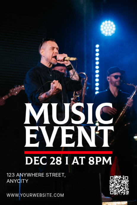 Black Modern & Minimal Music Event Poster Template | PosterMyWall