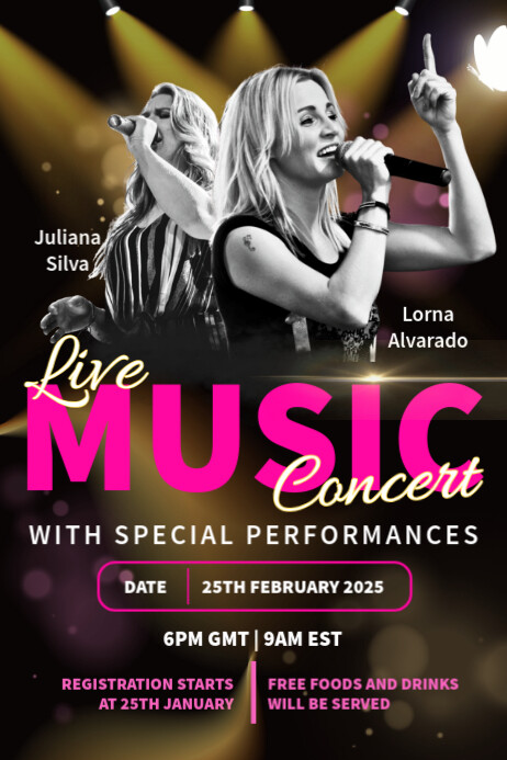 Black Modern & Minimal Music Event Poster Template | PosterMyWall