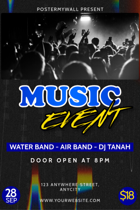 Black Modern & Minimal Music Event Poster Template | PosterMyWall