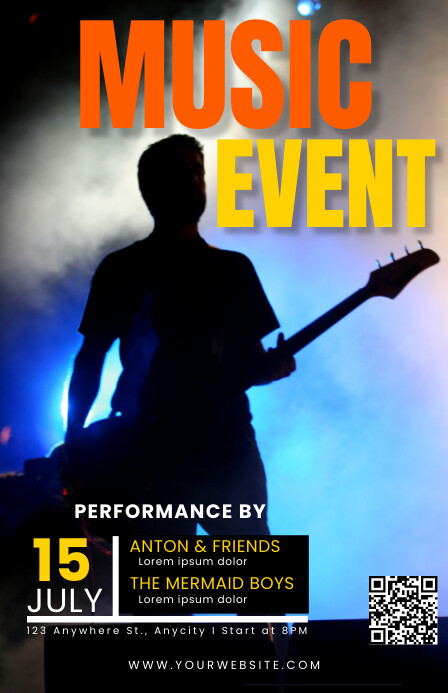 Black Modern & Minimal Music Event Tabloid Template | PosterMyWall