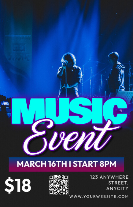 Black Modern & Minimal Music Event Tabloid Template | PosterMyWall