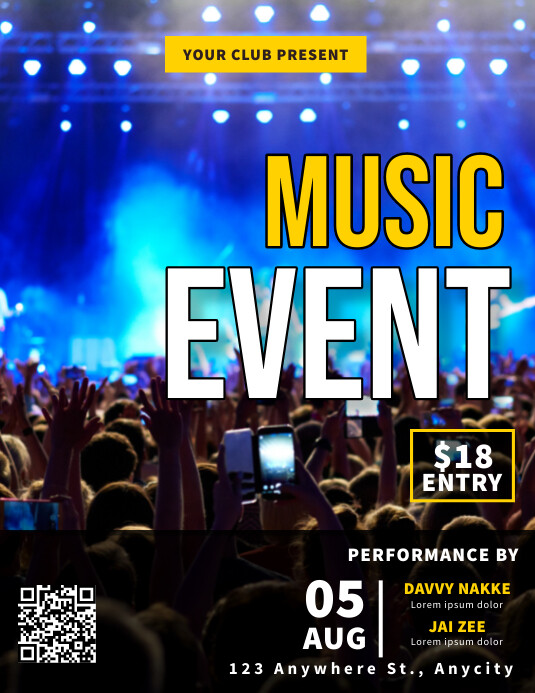 Black Modern & Minimal Music Events Pamflet ( Template | PosterMyWall