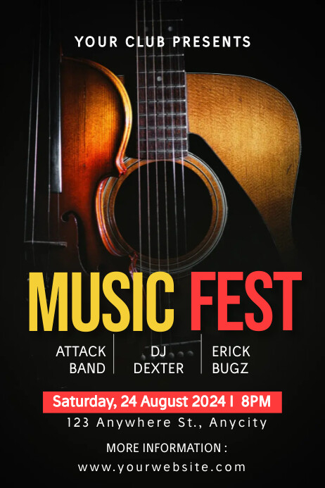 Black Modern & Minimal Music Fest Poster Template | PosterMyWall
