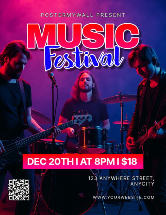 Black Modern & Minimal Music Festival Pamflet (letter As) Template ...
