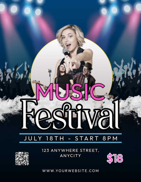 Black Modern & Minimal Music Festival Pamflet (letter As) Template ...