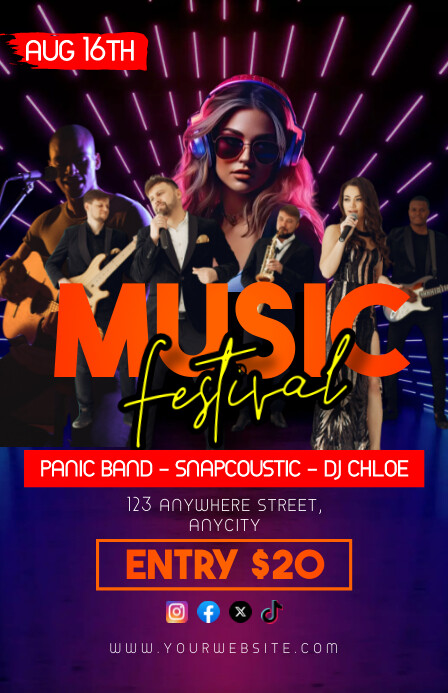 Plantilla de Black Modern & Minimal Music Festival Tabloid | PosterMyWall