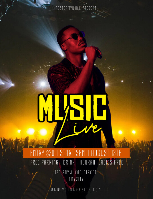 Copy of Black Modern & Minimal Music Live Pamflet (le | PosterMyWall