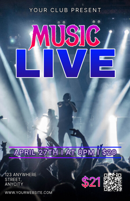 Copy of Black Modern & Minimal Music Live Tabloid | PosterMyWall