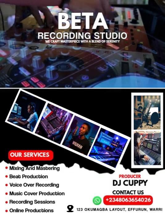 Black Modern & Minimal Music Studio Flyer Flyer (us Letter) Template ...