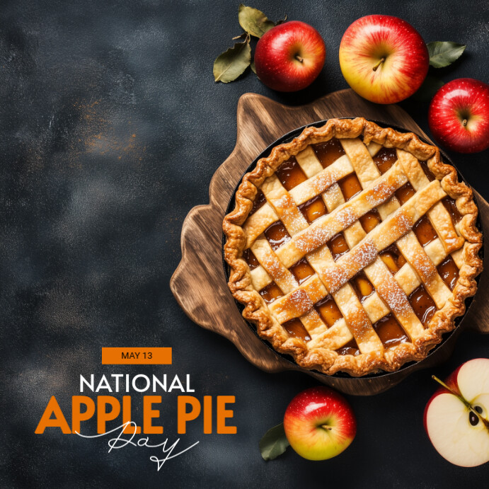 Black Modern & Minimal National Apple Pie Day Instagram Post Template ...