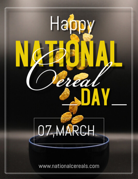 Black Modern & Minimal National Cereal Day Flyer (us Letter) Template ...