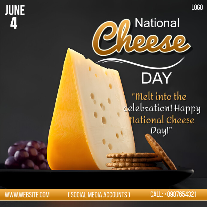 Black Modern & Minimal National Cheese Day Instagram Post Template ...