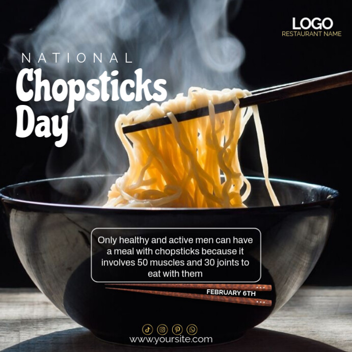 Copy of Black Modern & Minimal National Chopsticks Day Instagram Post ...