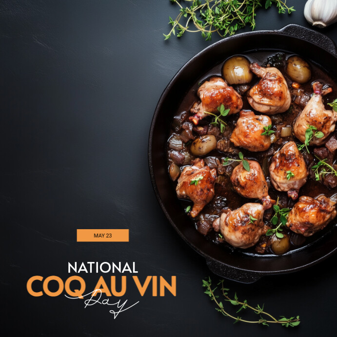 Copy of Black Modern & Minimal National Coq Au Vin Day Instagram Post ...